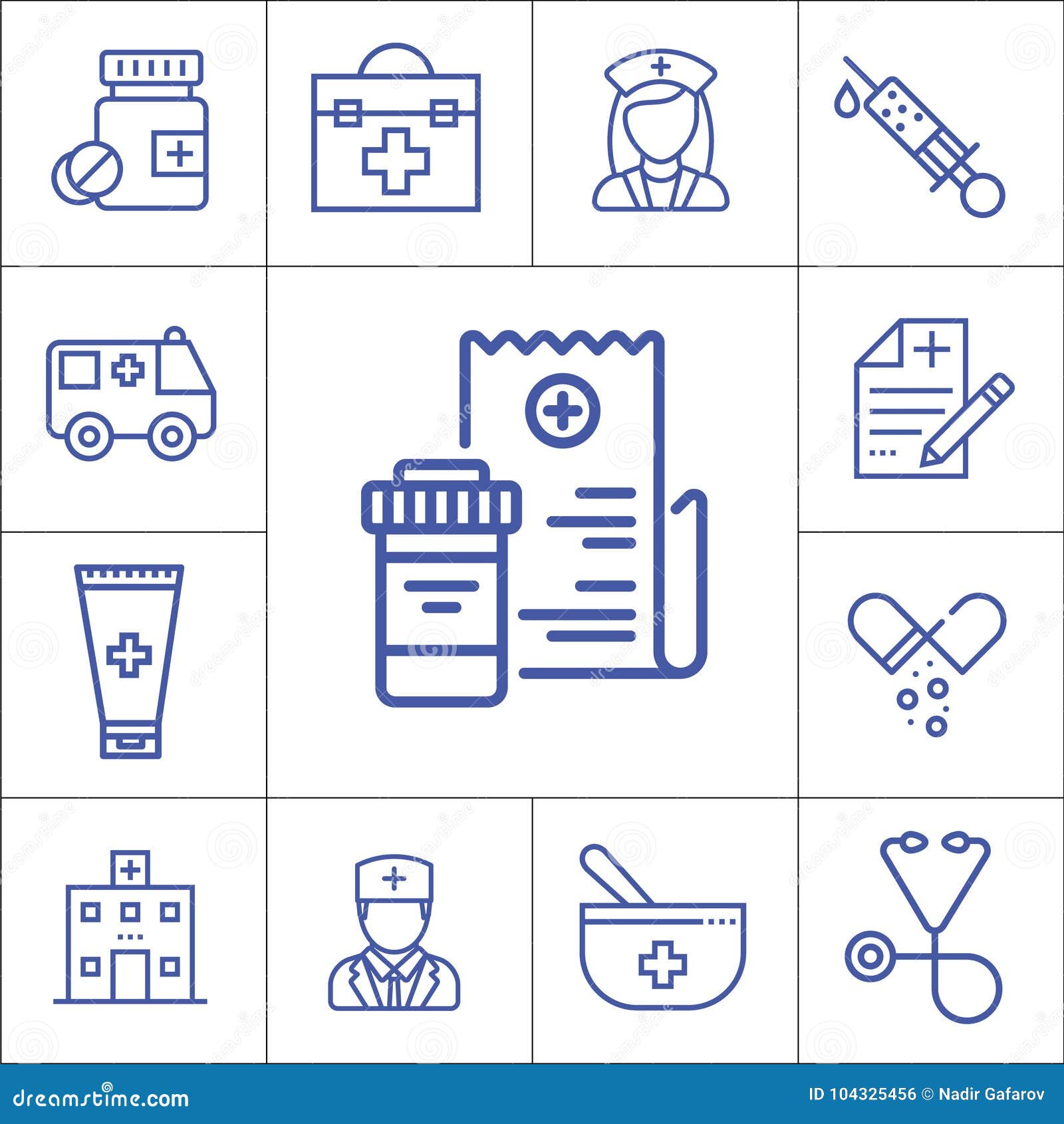 Medicine, Hospital Items, Linear Vector Icons Stock Vector ...