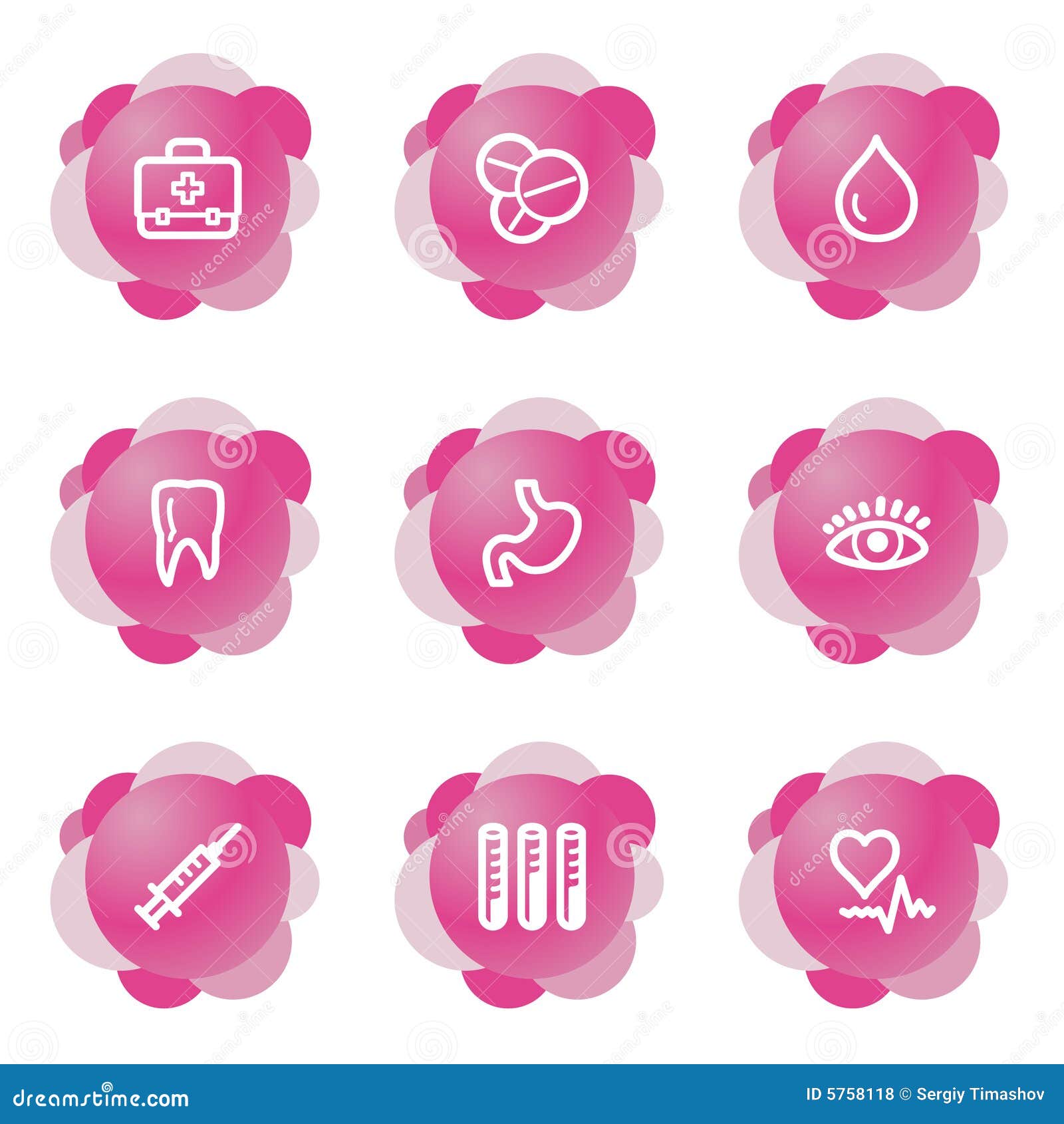Medicine Icons, Pink Series Stock Vector - Illustration of icons ...