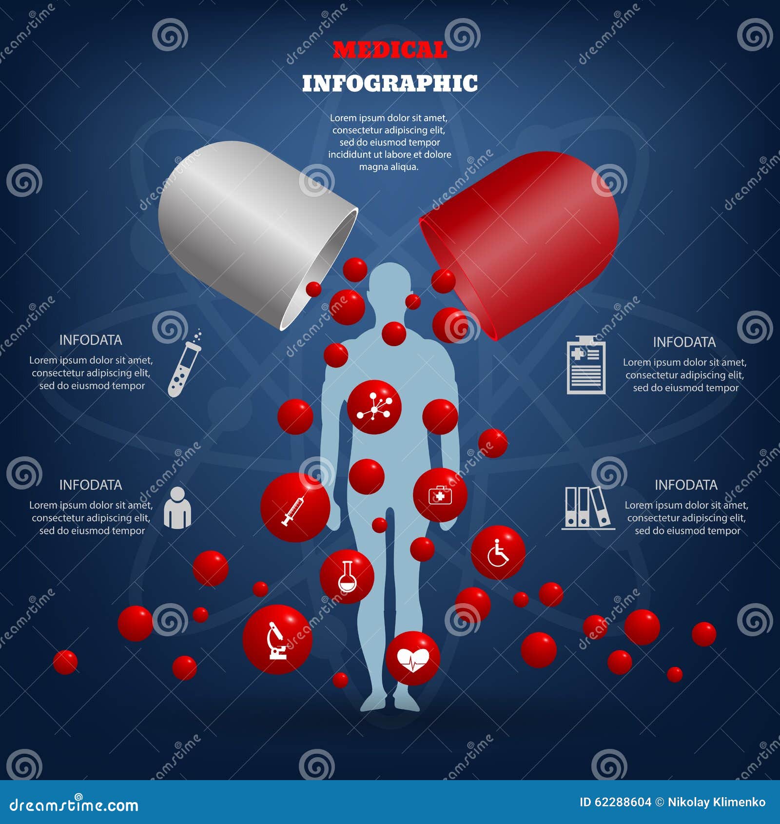 Medicine Infographic on Blue Background Stock Vector - Illustration of ...