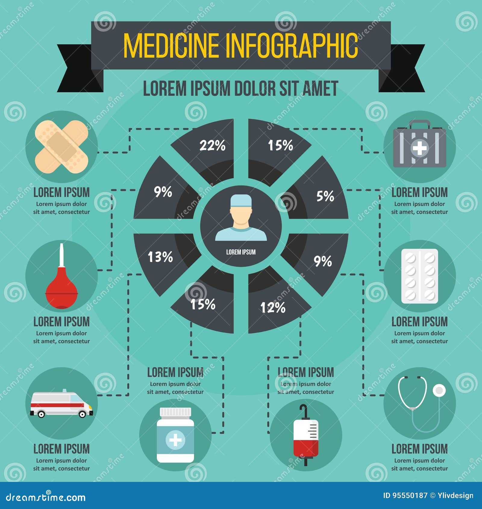 Medicine Infographic Concept, Flat Style Stock Vector - Illustration of ...