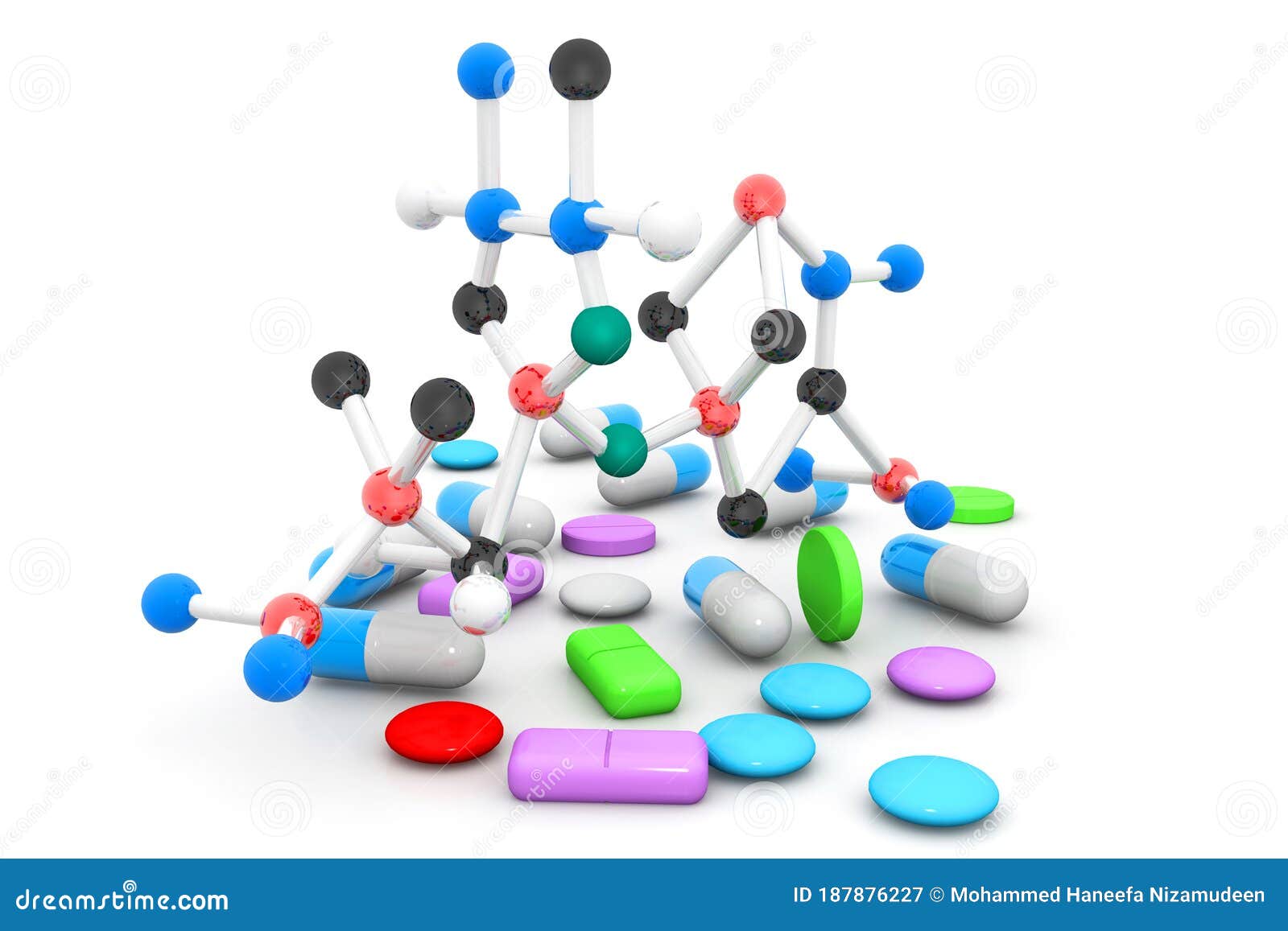Medicine with molecules stock illustration. Illustration of pill ...