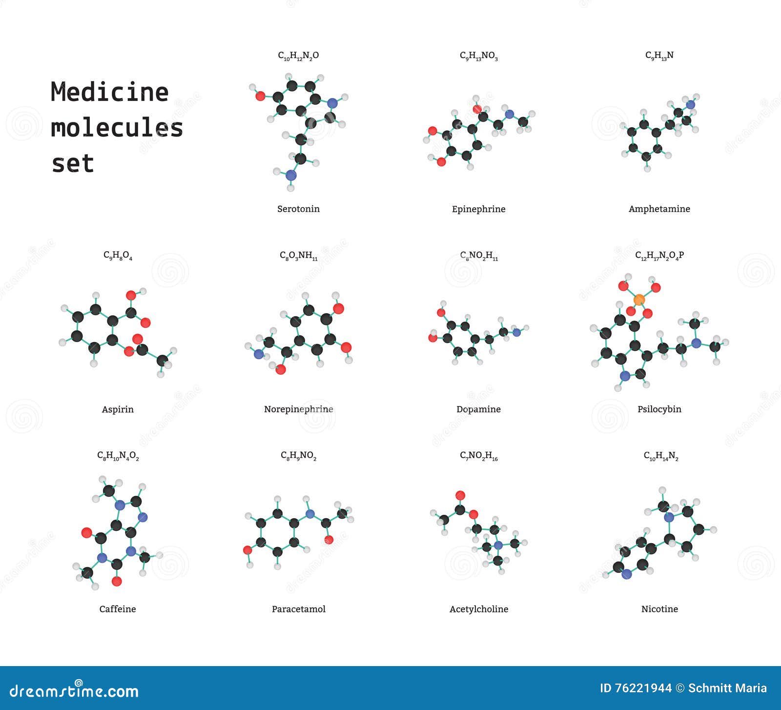 Medicine molecules set stock vector. Illustration of isolated - 76221944