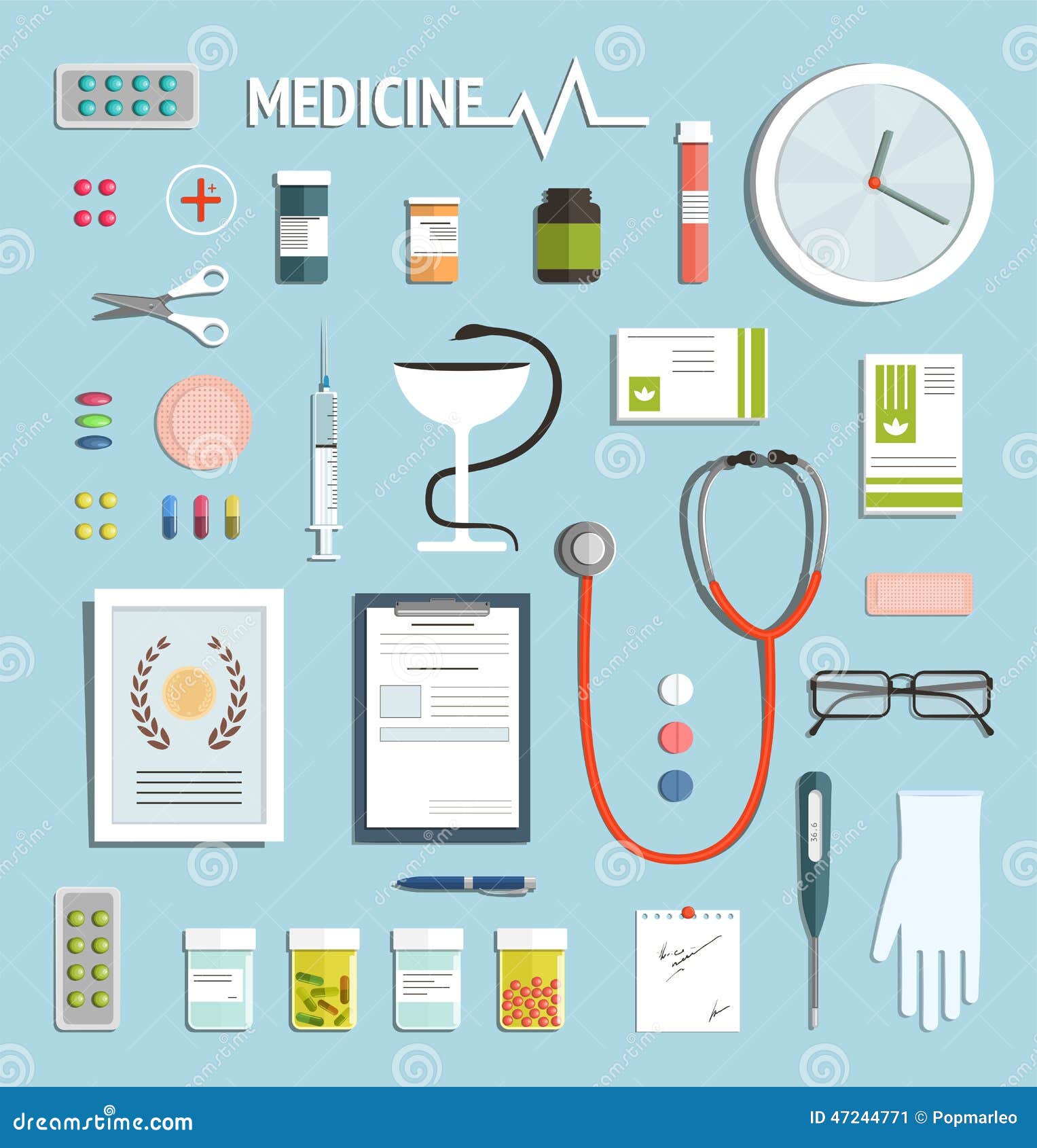 Medicine Objects and Medicament Collection Stock Vector - Illustration ...