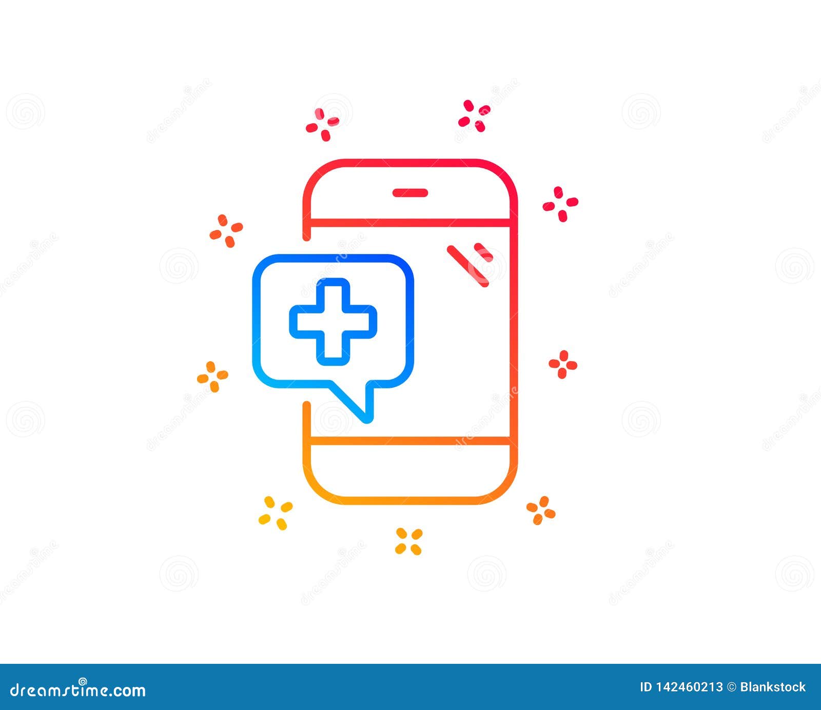 Medicine Phone Line Icon. Mobile Medical Help Sign. Vector Stock Vector ...