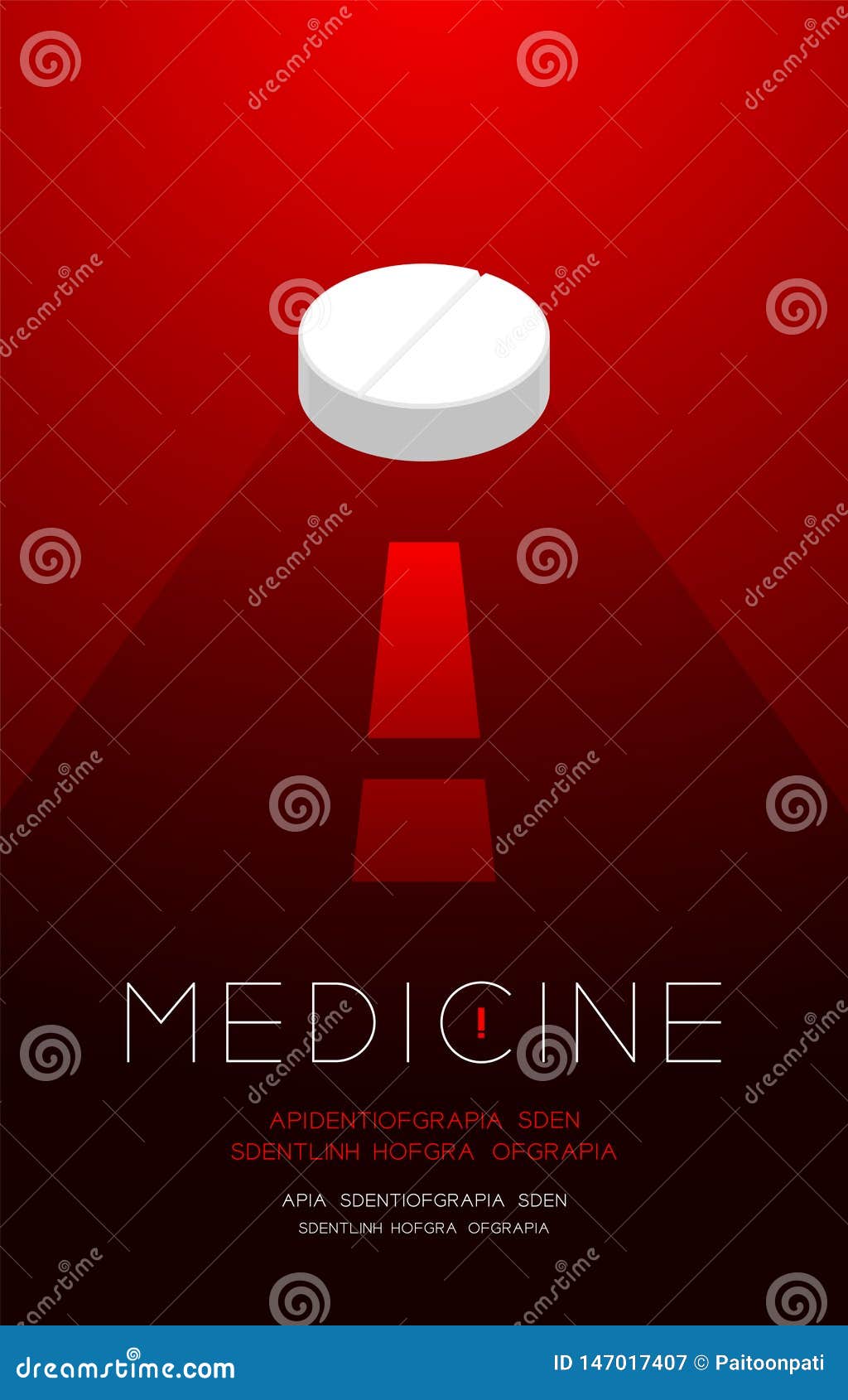 Medicine Pill Capsule with Shadow and Exclamation Mark Sign, Warning ...
