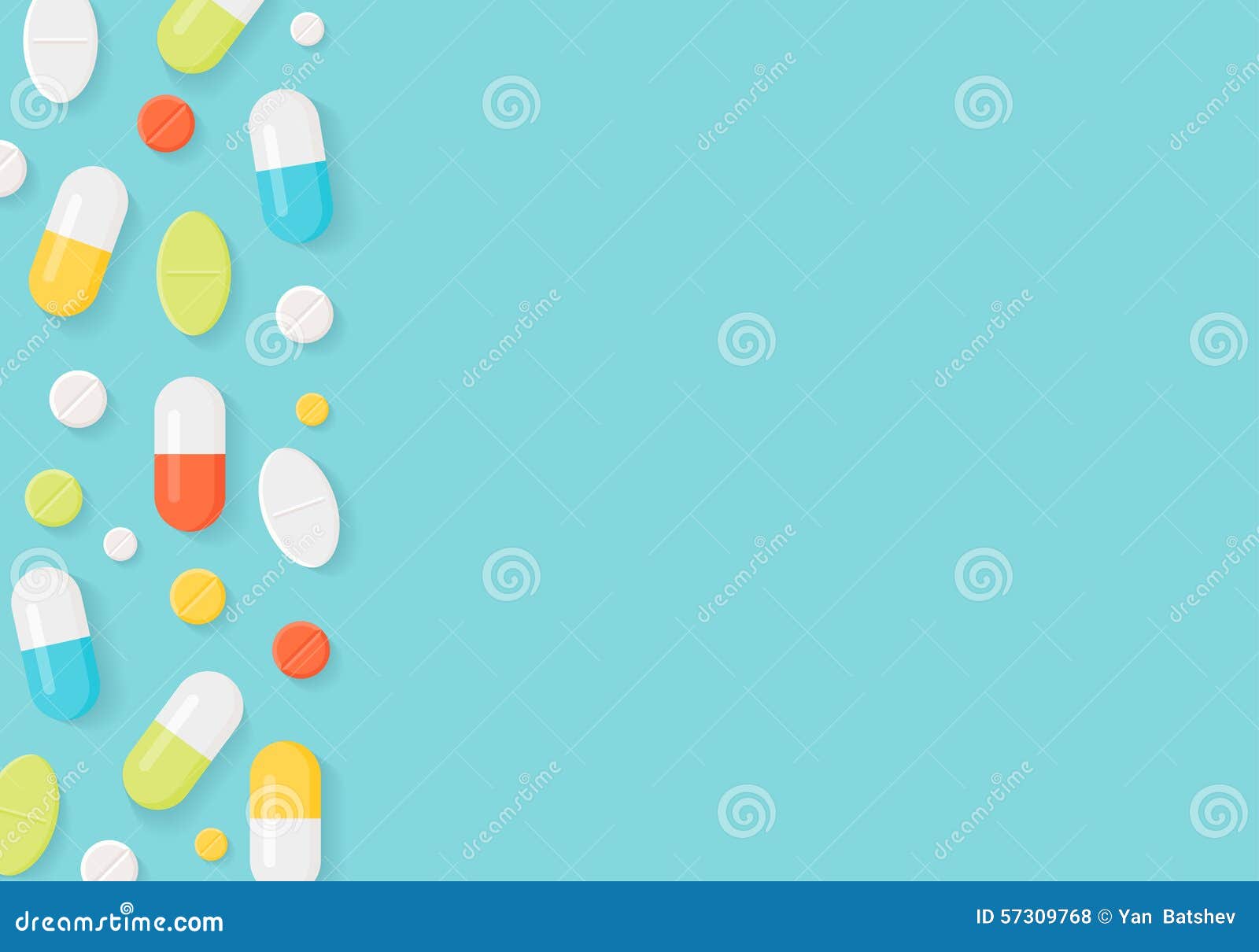 Medicine Pills Border Background. Colorful Tablets and Capsules Stock ...
