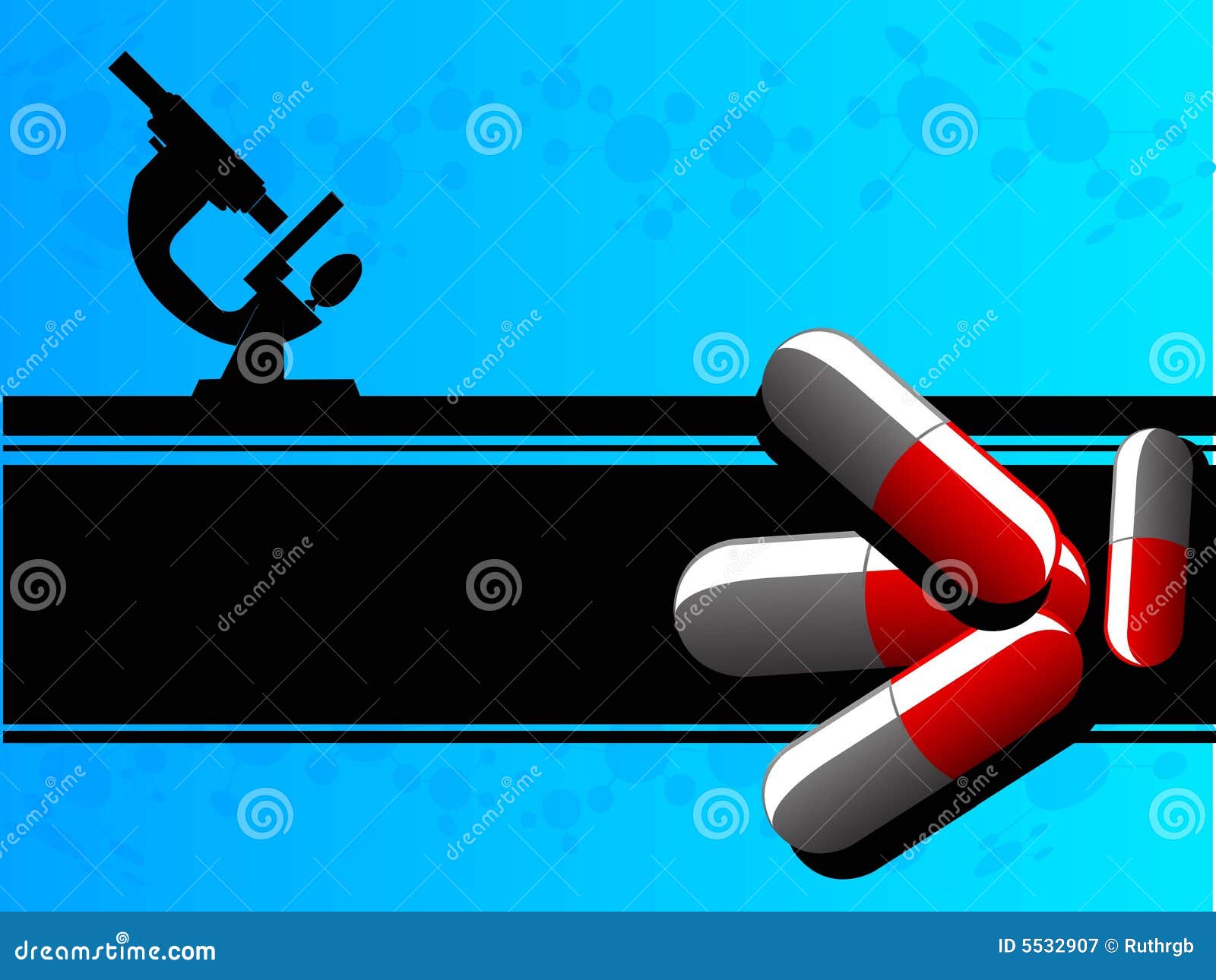 Medicine Pills and Microscope Stock Illustration - Illustration of ...