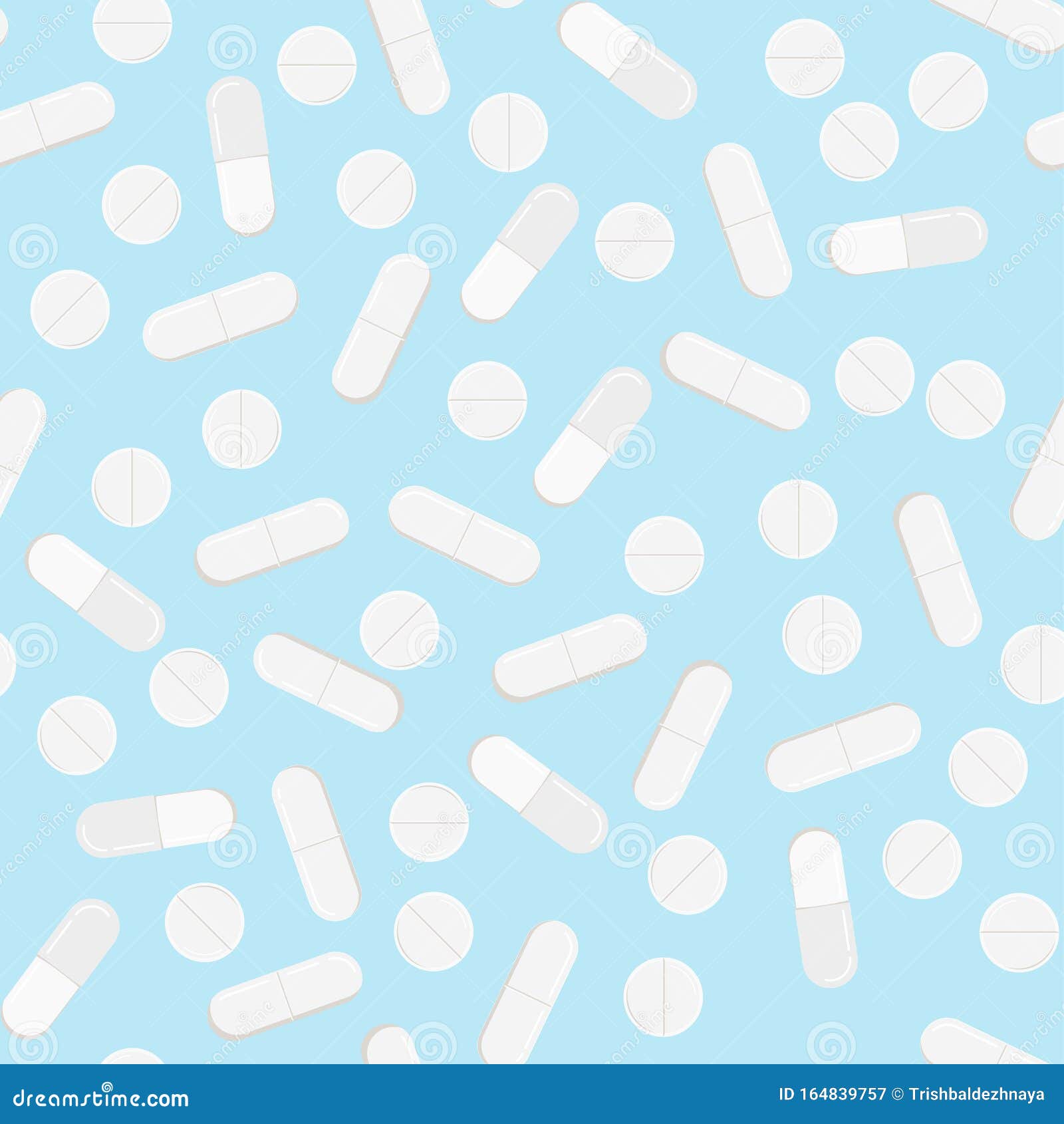 Medicine Pills Vector Flat Design Seamless Pattern. Stock Vector ...