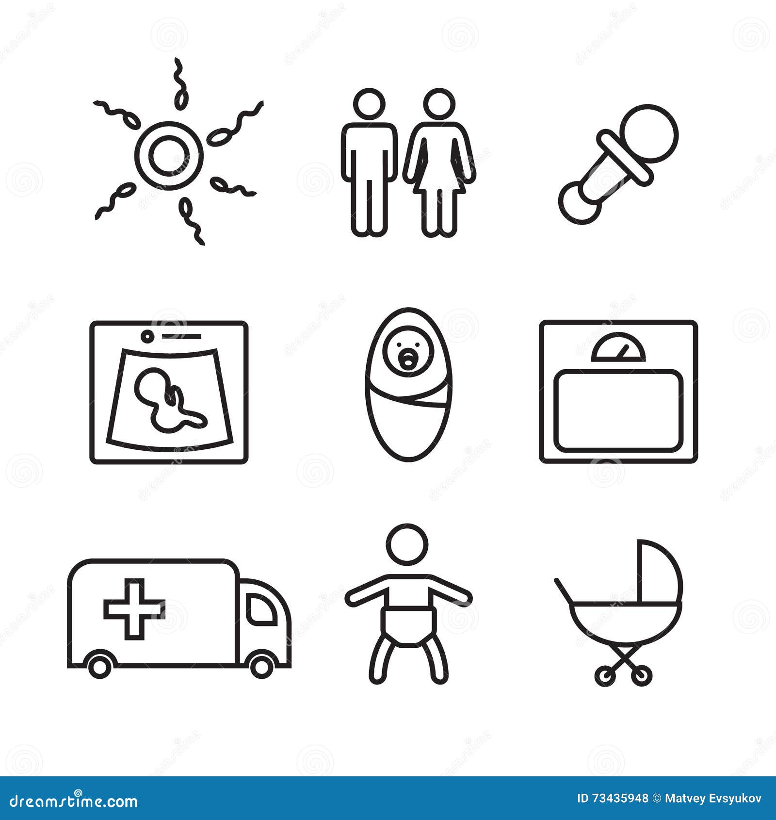 Medicine and Pregnancy Line Icons Set Stock Illustration - Illustration ...