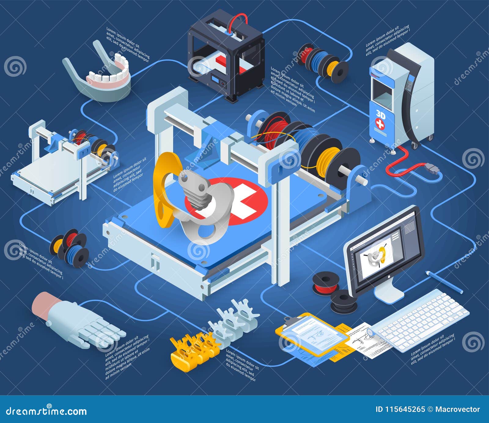 Printing Isometric Flowchart Cartoon Vector | CartoonDealer.com #210792629