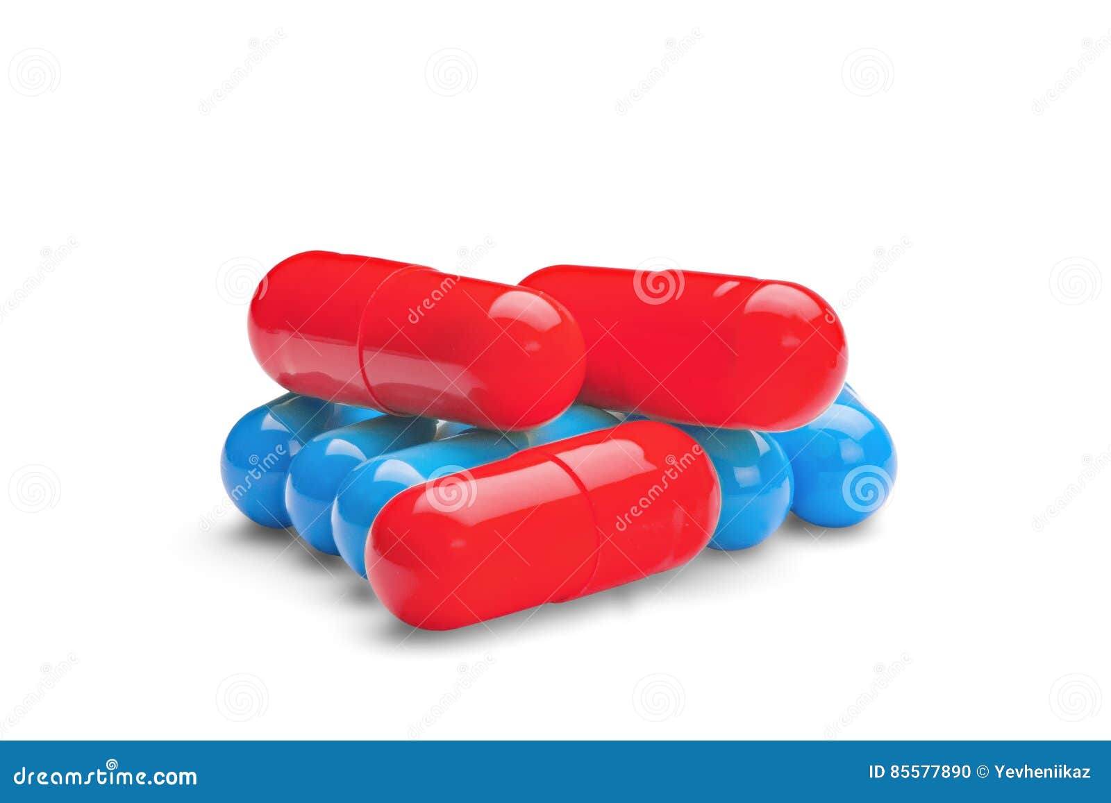 Medicine Red and Blue Pills on Isolated White Background Stock Photo ...