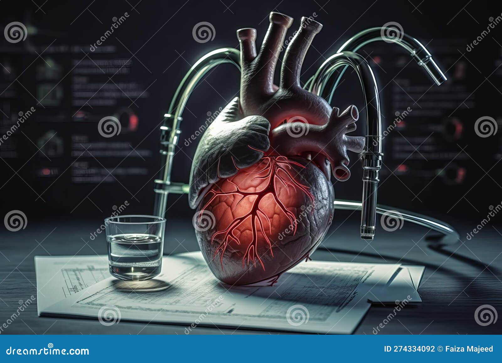 Medicine Research of Human Heart, Generative AI Stock Illustration ...