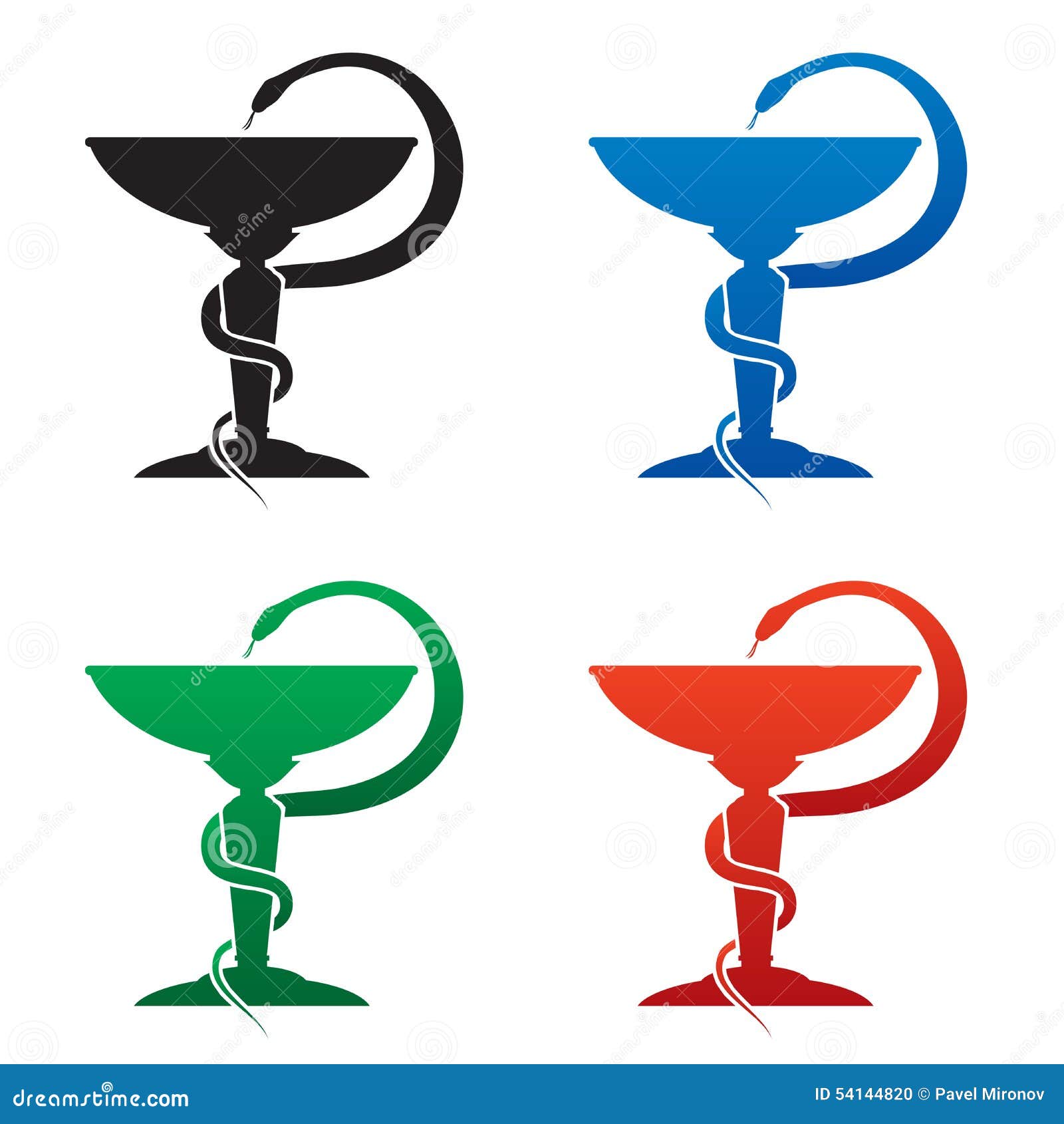 Medicine Snake Symbol Metal Gold And Silver Vector Illustration ...