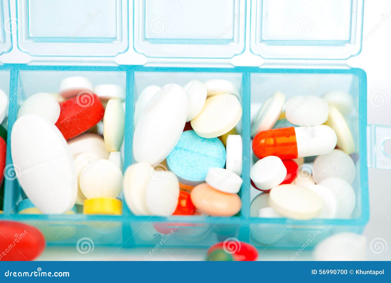 Medicine Tablet and Capsule in Weekly Pill Box Stock Photo - Image of ...
