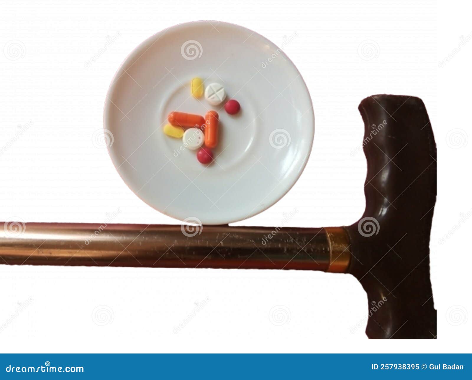 Medicine Tablet with Old Person Stick Old Age Concept Stock Image ...