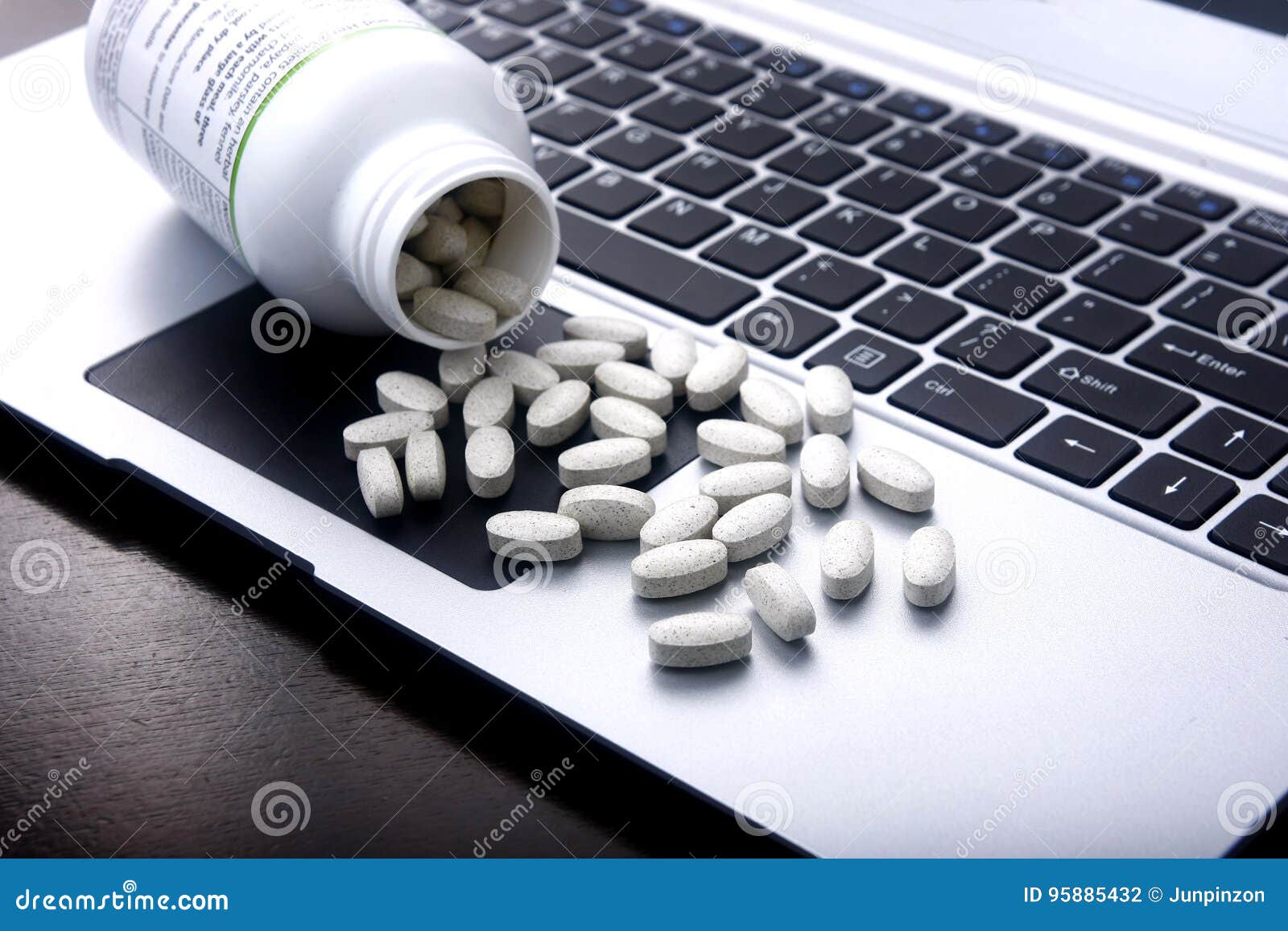 Medicine Tablets on a Laptop Computer. Stock Photo - Image of medical ...