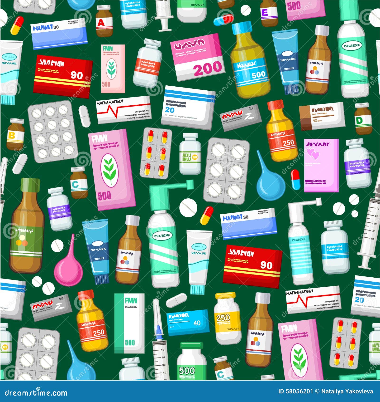 Medicine Tablets, Pills and Vitamins Pattern. Stock Vector ...