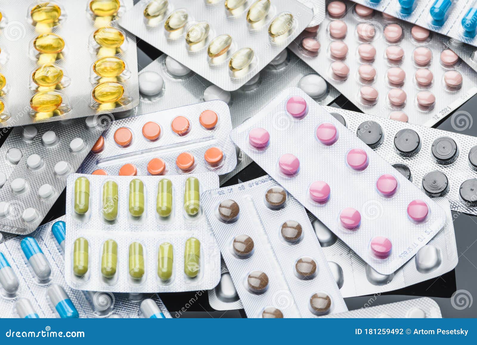Medicine Tablets on the Table in the Group Stock Photo - Image of ...