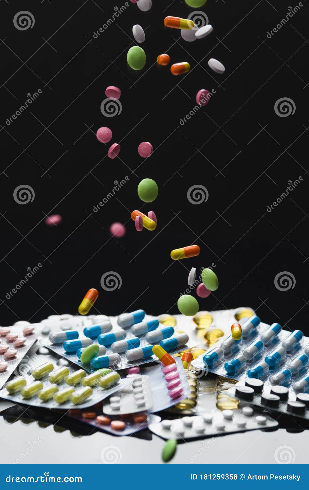 Medicine Tablets on the Table in the Group Stock Photo - Image of cure ...