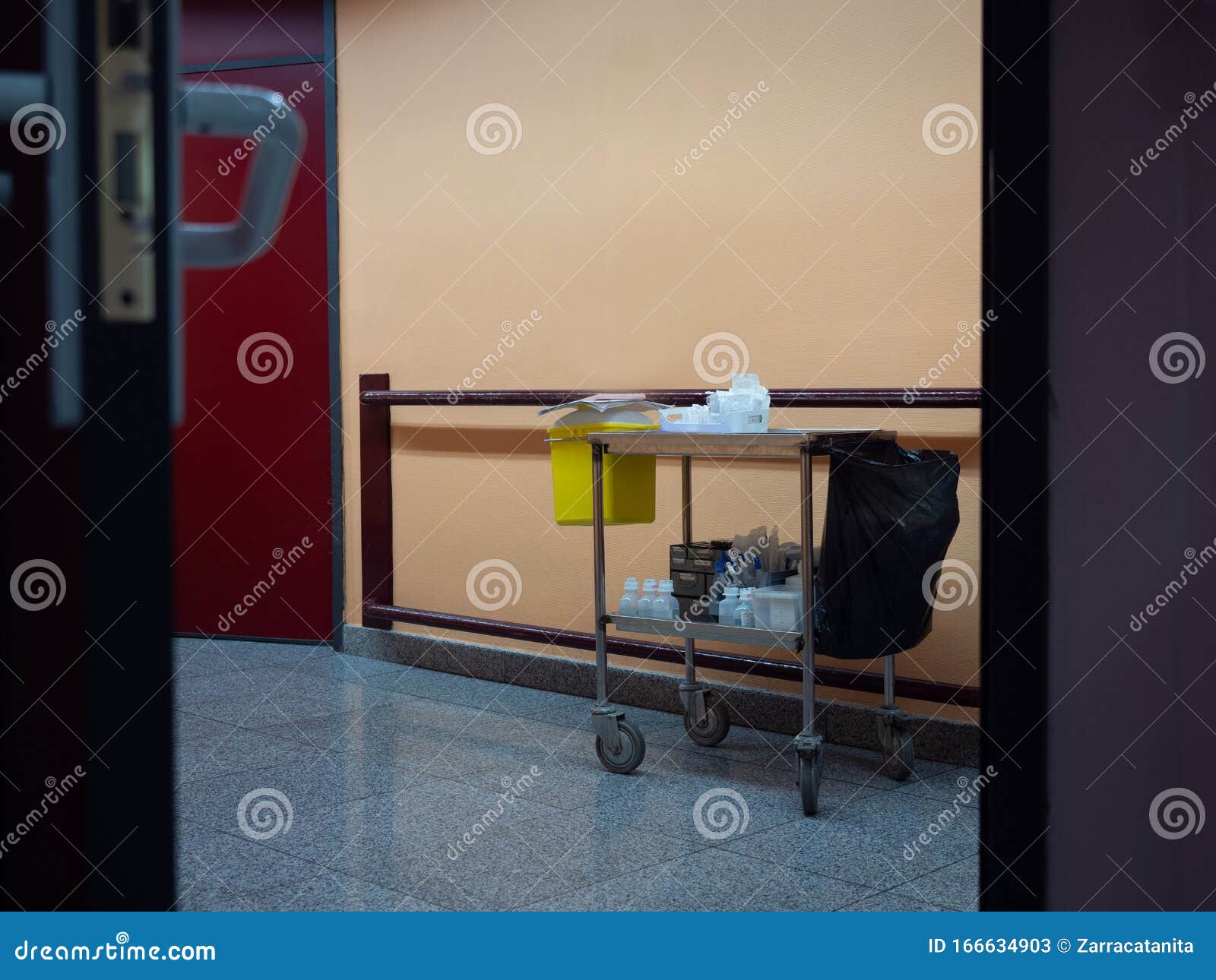 Medicine Trolley in the Hallway of a Hospital Stock Image - Image of ...