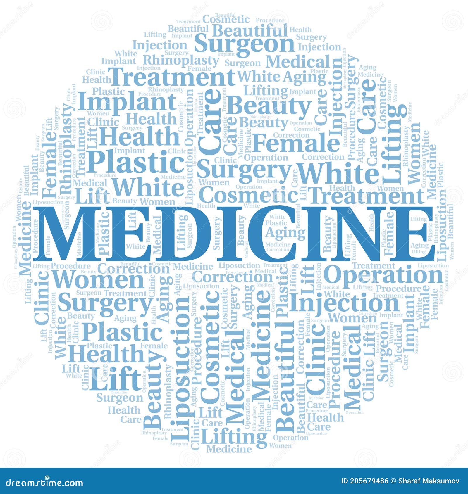 Medicine Typography Word Cloud Create with the Text only. Stock ...
