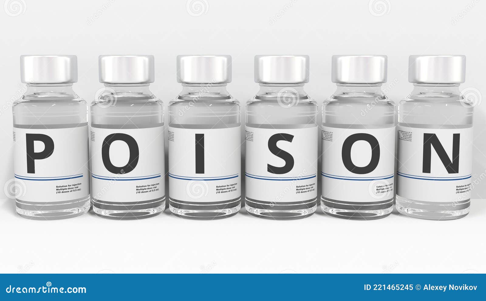 Letters on Medicine Vials Compose POISON Text, Conceptual 3d Rendering ...