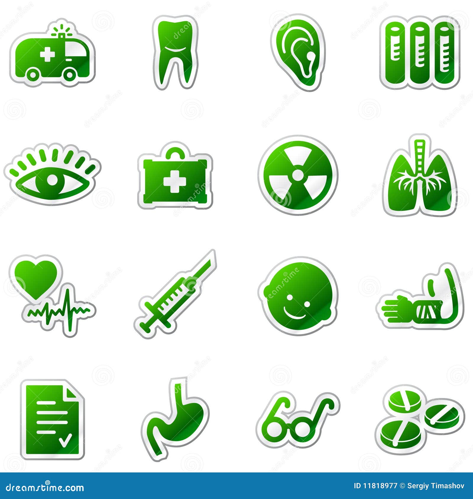 Medicine Web Icons, Green Sticker Series Stock Vector - Illustration of ...
