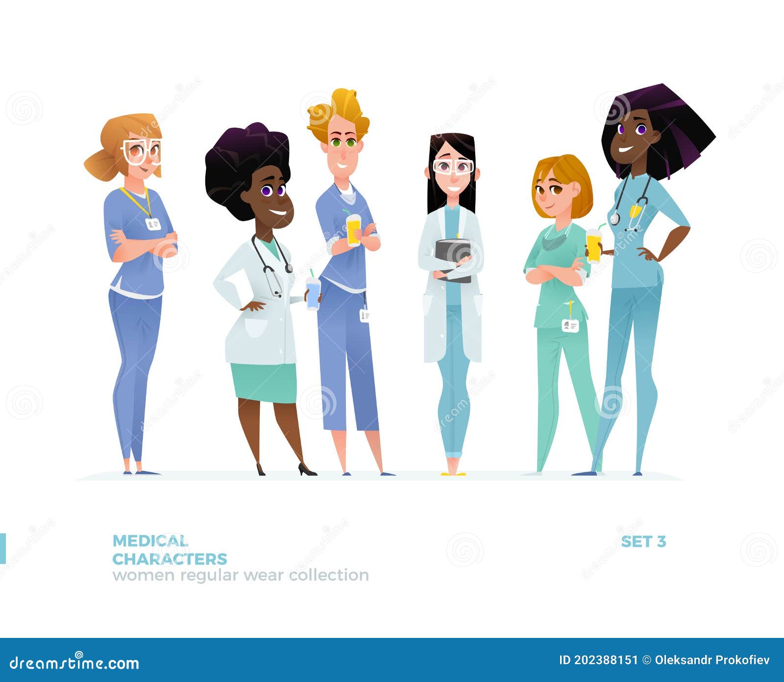 Medical Women Characters in Standing Pose. Stock Vector - Illustration ...