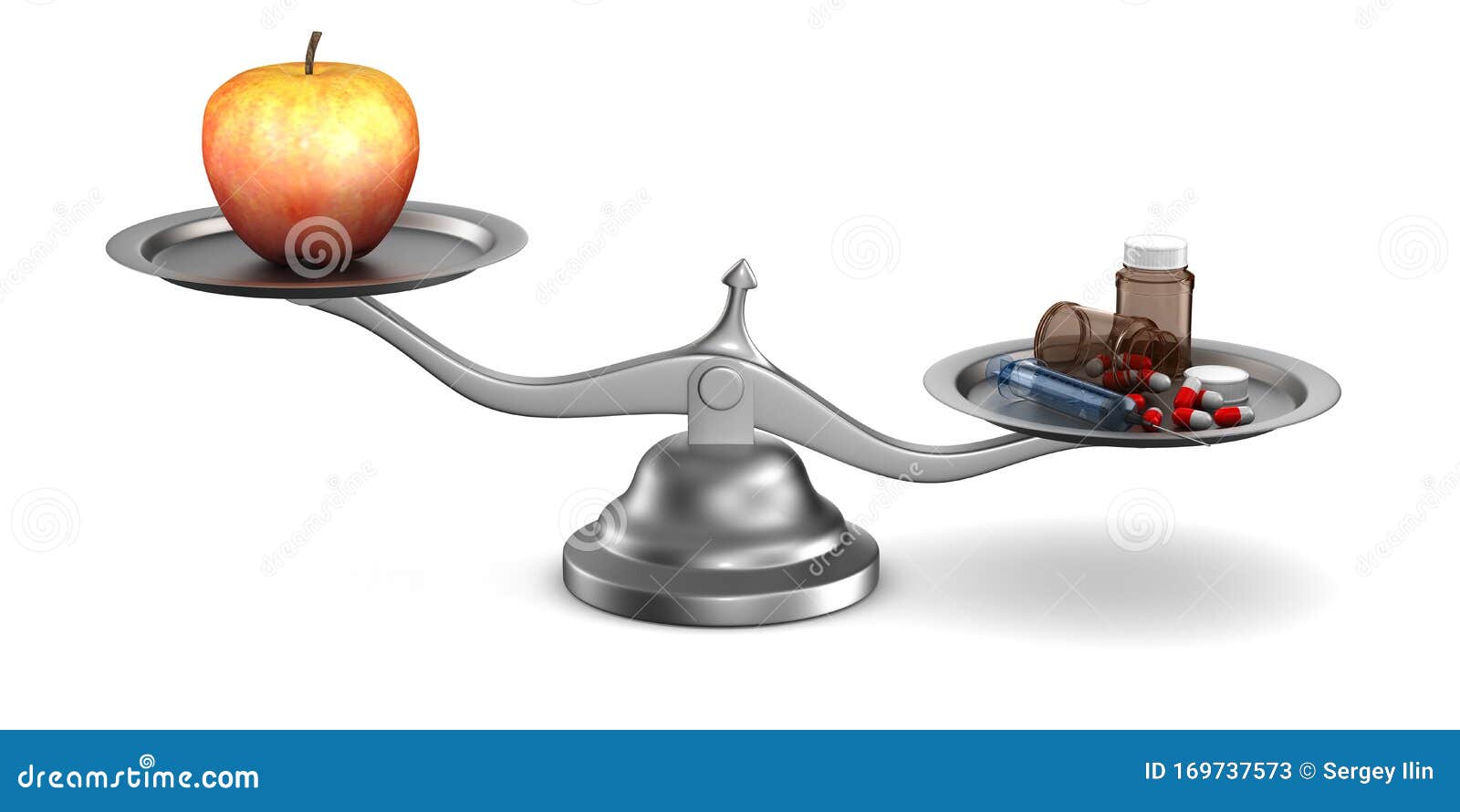 Medicines and Apple on Scales. Isolated 3D Illustration Stock ... Medicines and Apple on Scales. Isolated 3D Illustration Stock ...