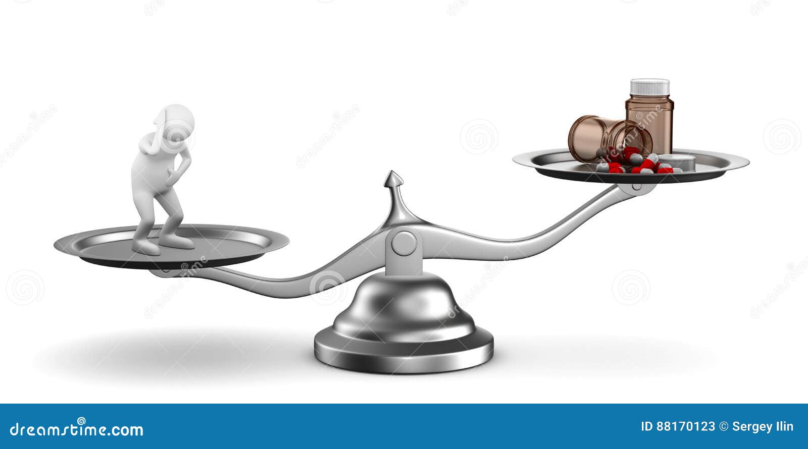 Medicines and Patient on Scales. Isolated 3D Stock Illustration ...