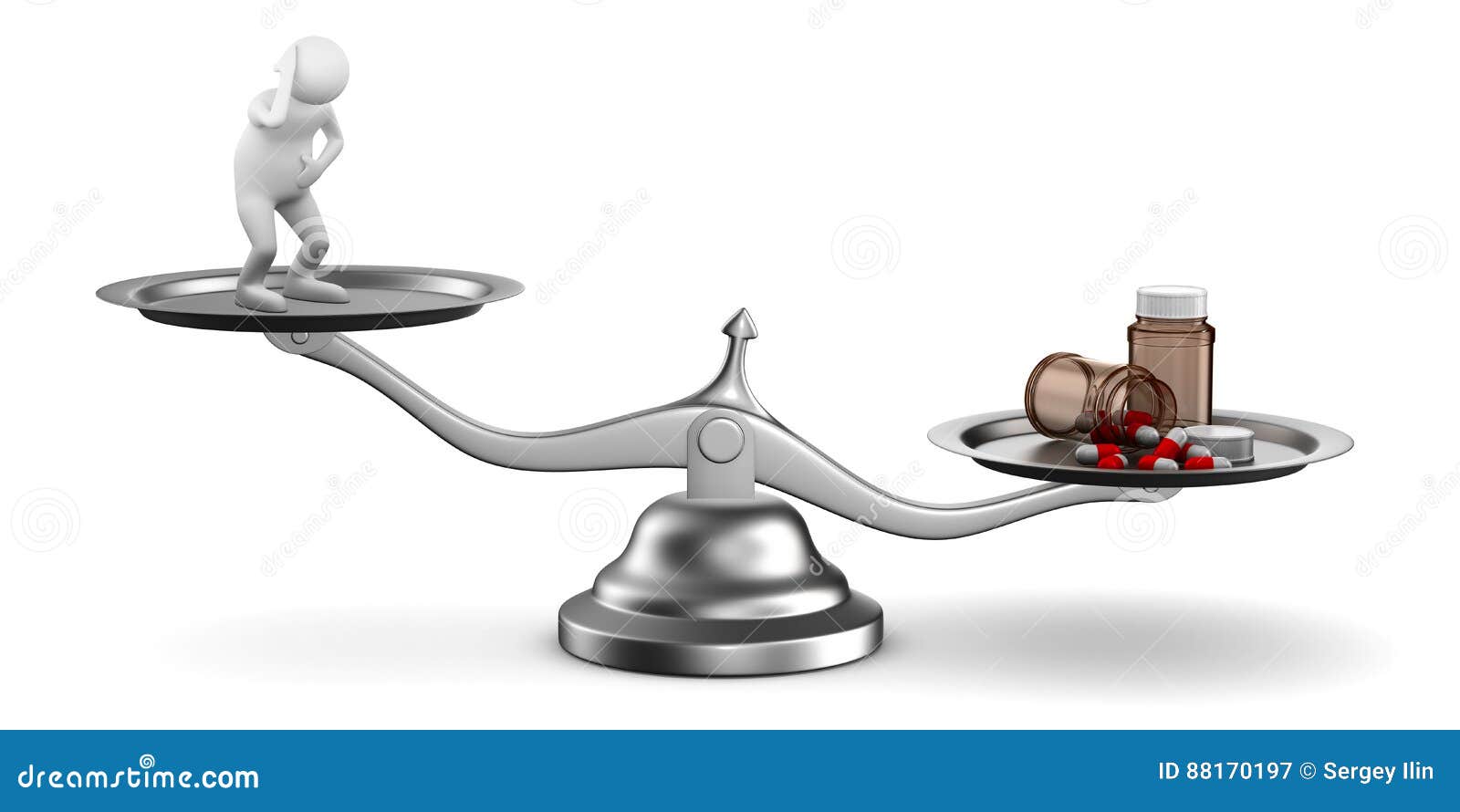 Medicines and Patient on Scales. Isolated 3D Stock Illustration ...