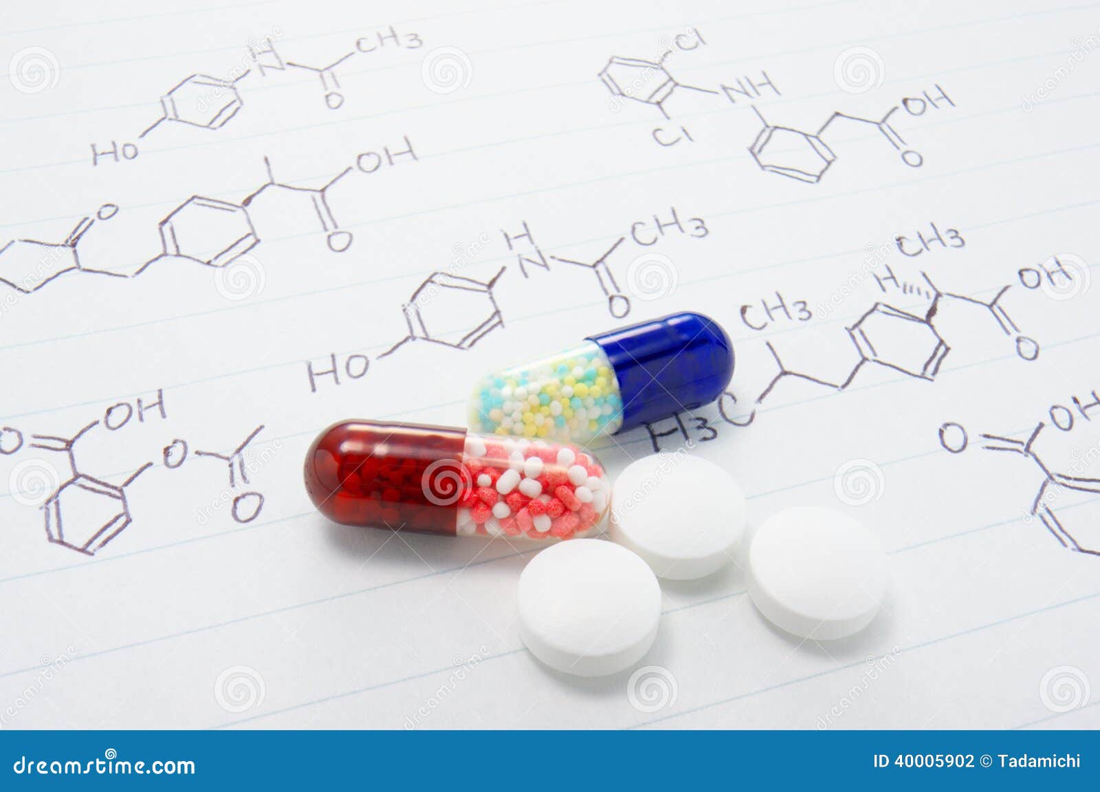 Medicines and Structure Formula. Stock Photo - Image of reflection ...