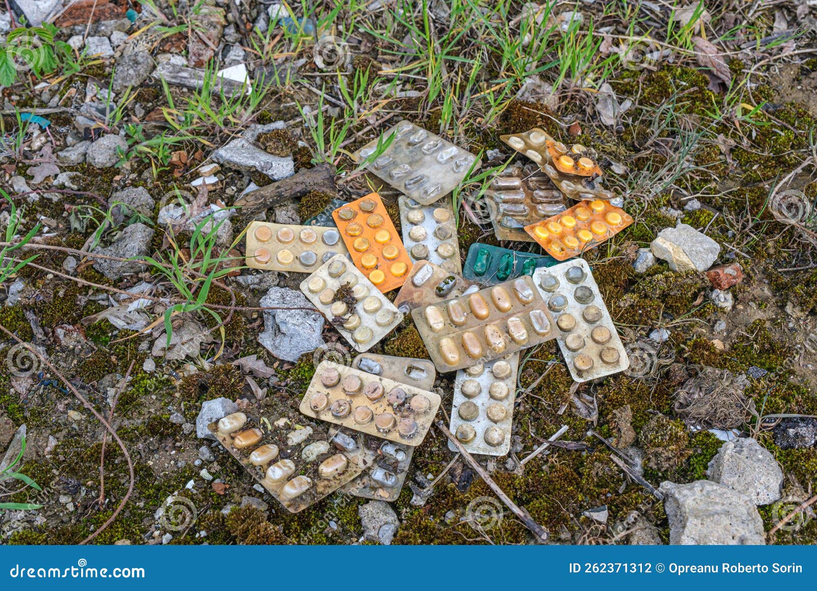 Medicines: Tablets Discarded in Nature Stock Photo - Image of capsule ...