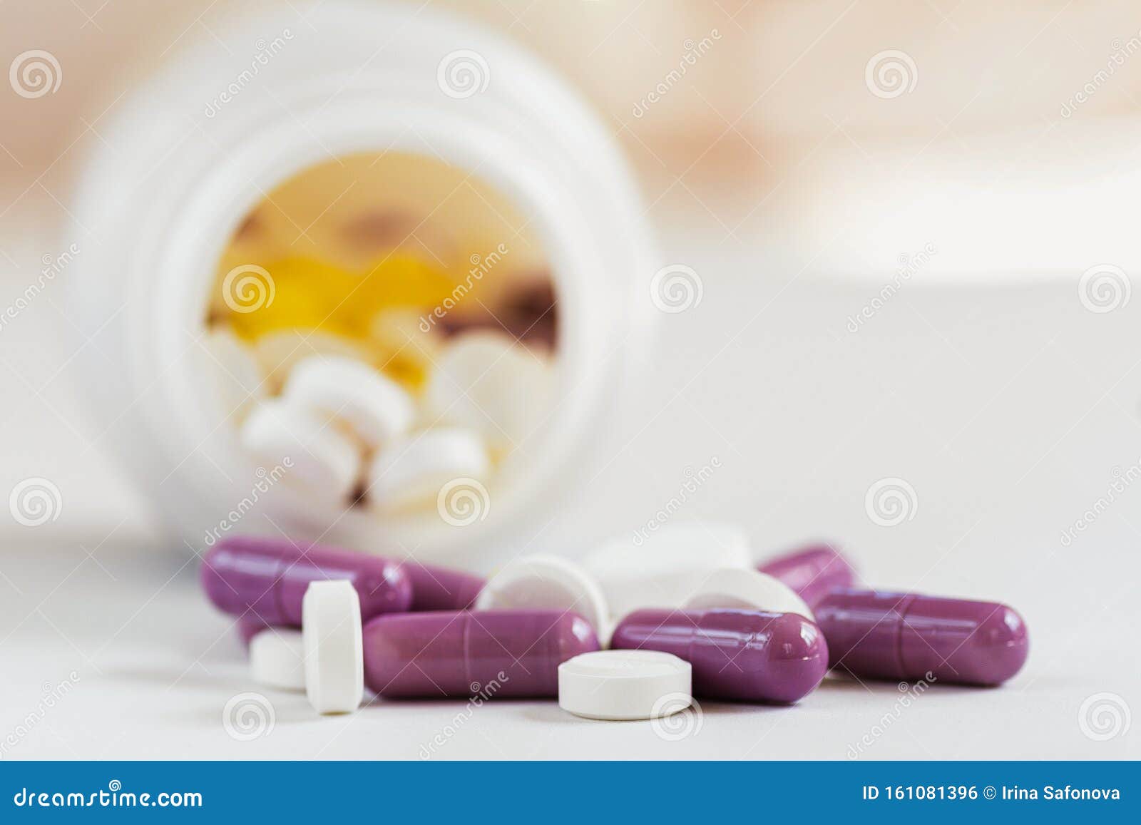 Medicines Various Tablets And Capsules On A White Background With ...