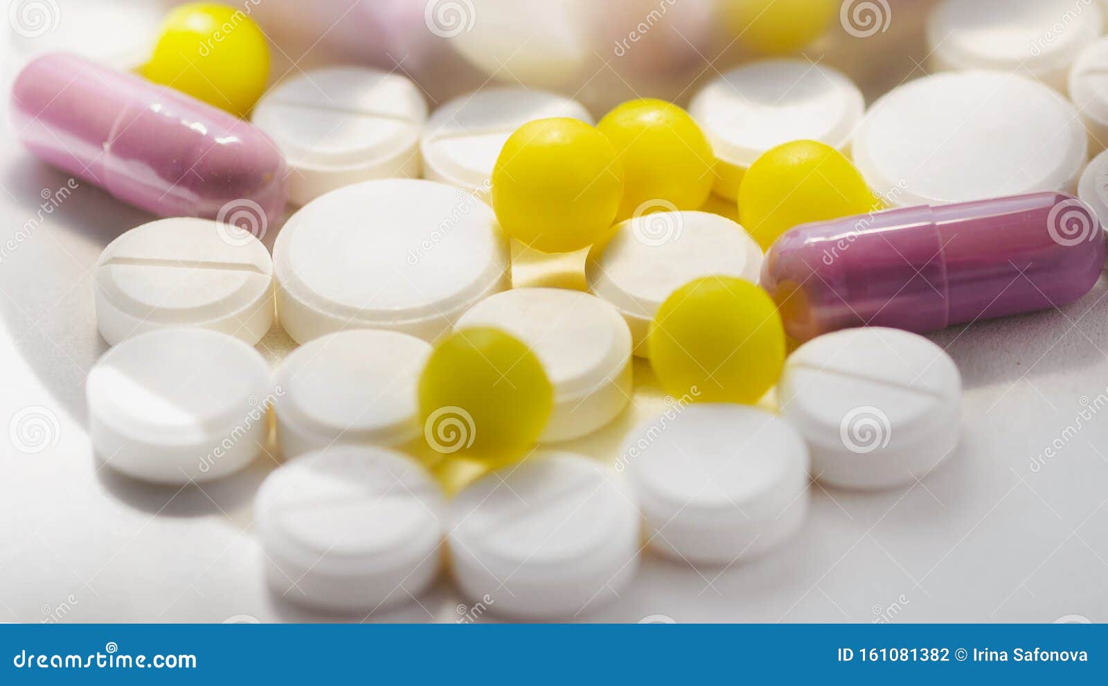Medicines Various Tablets And Capsules On A White Background With ...