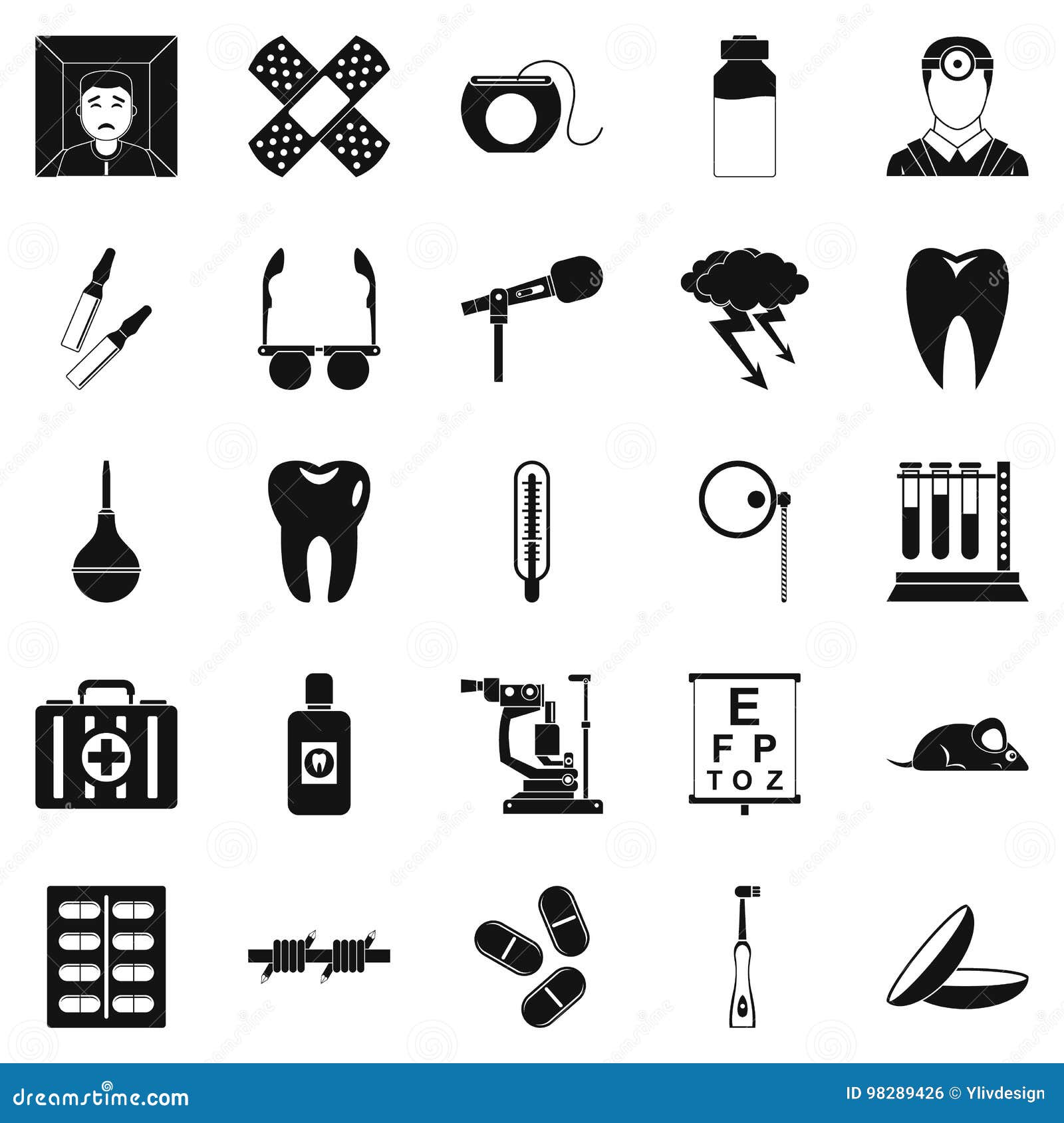 Medico Icons Set, Simple Style Stock Vector - Illustration of dentist ...