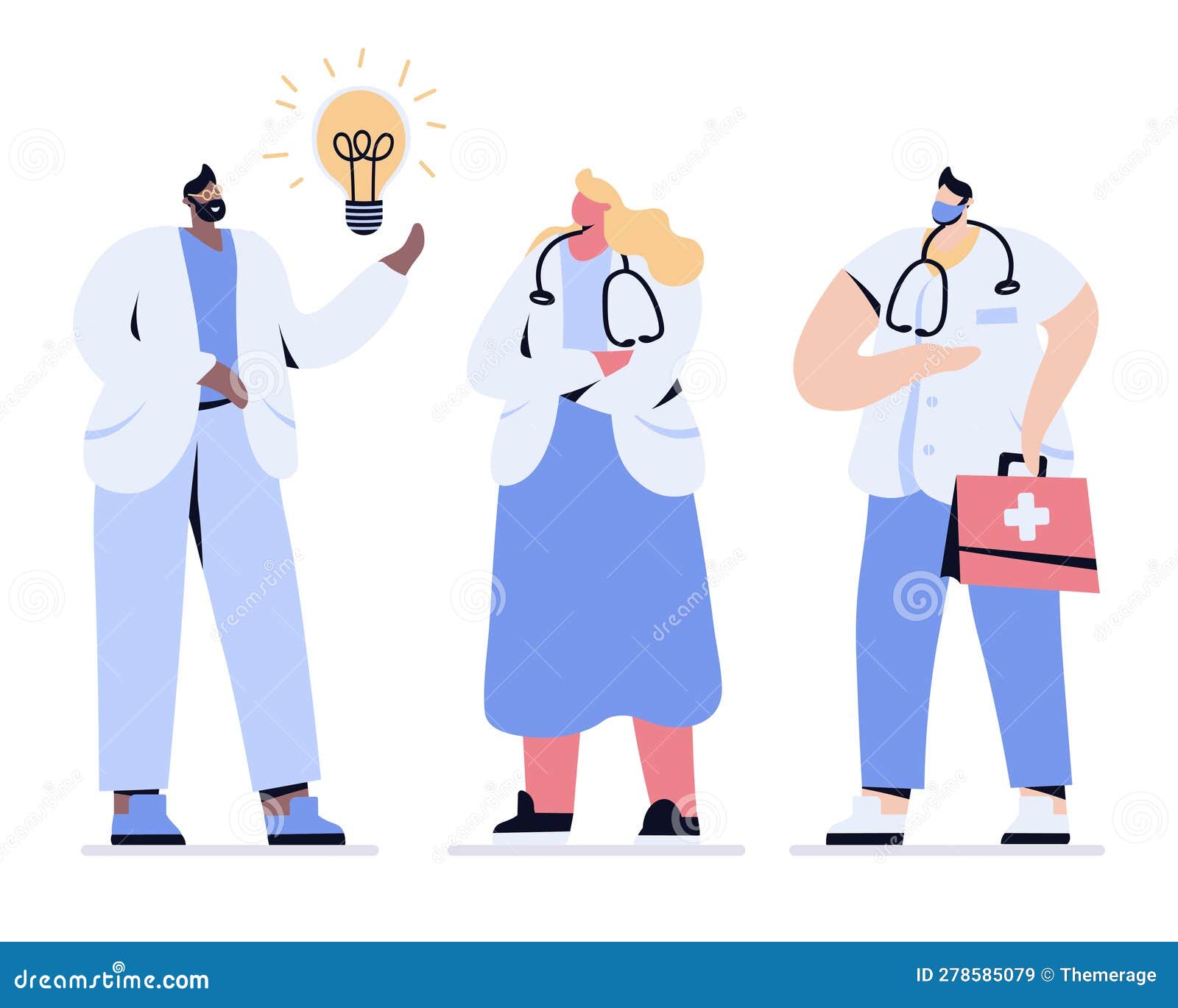 Vector Set Of Doctors And Patients Characters On White Background ...