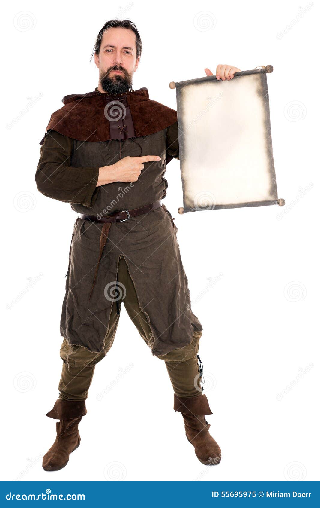 Medieval Adventurer is Holding a Old Scroll with Copyspace Stock Image ...