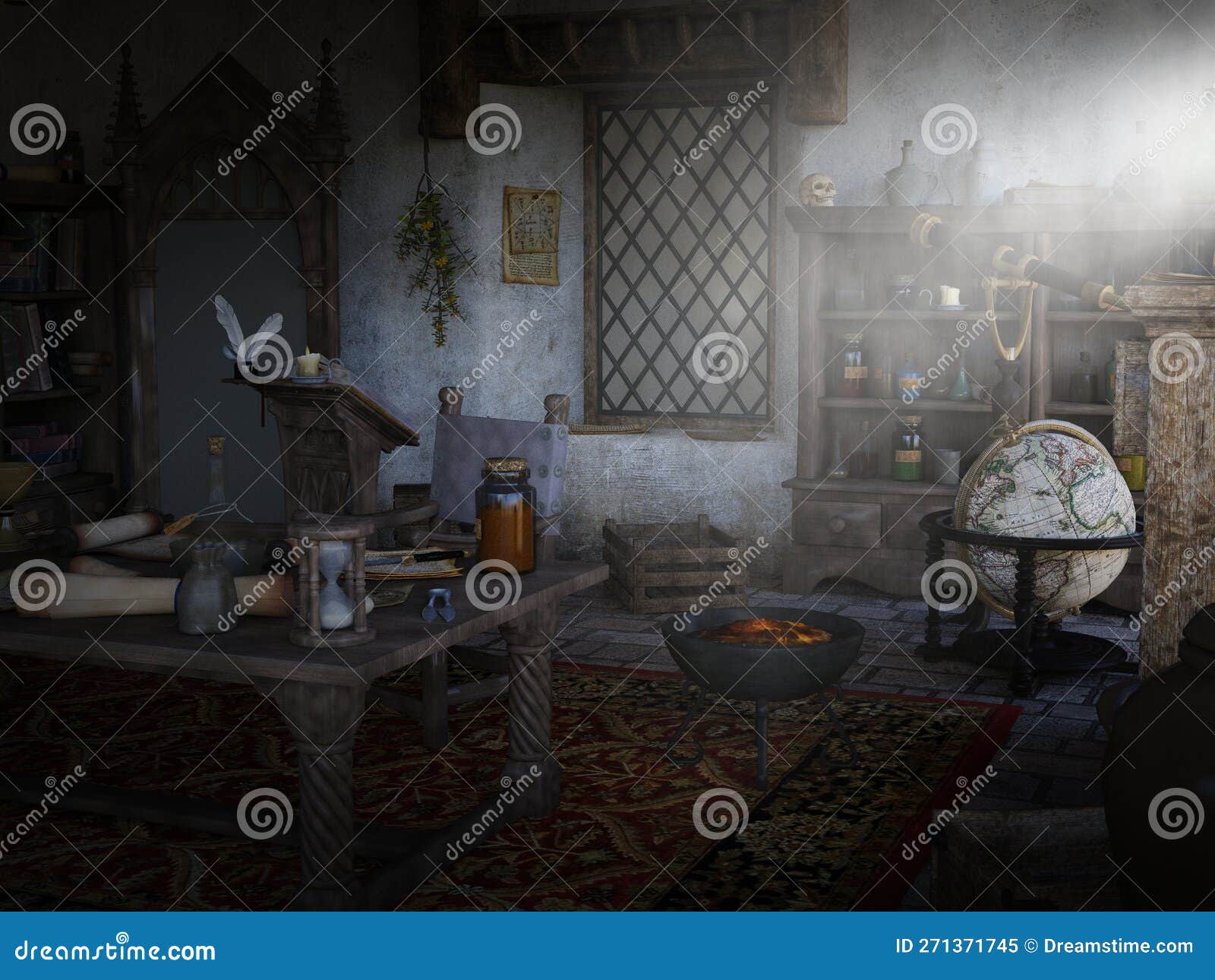 Medieval Alchemist Lab, Laboratory, Background Stock Image ...