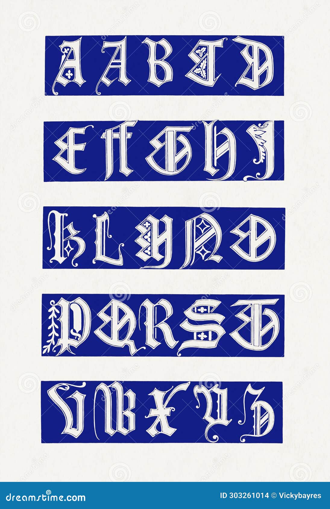 Medieval Alphabet. Decorative Initial Designs Stock Illustration ...