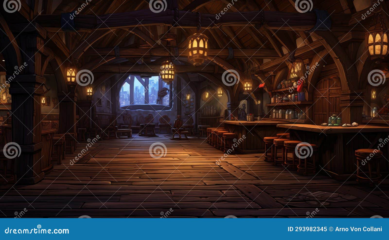 Medieval Ambiance: Atmospheric Empty Tavern of Medieval Times Stock ...