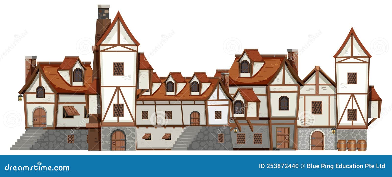 Medieval Ancient Building on White Background Stock Vector ...