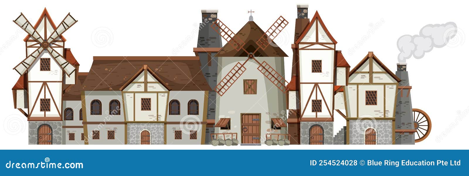 Medieval Ancient Building on White Background Stock Vector ...