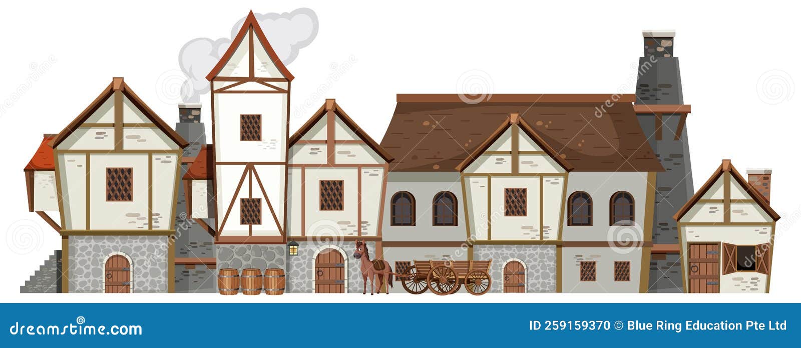 Medieval Ancient Building on White Background Stock Vector ...