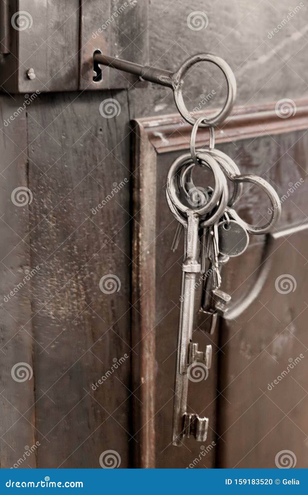 Medieval Antique Keys in a Old Door Lock Stock Photo - Image of metal ...