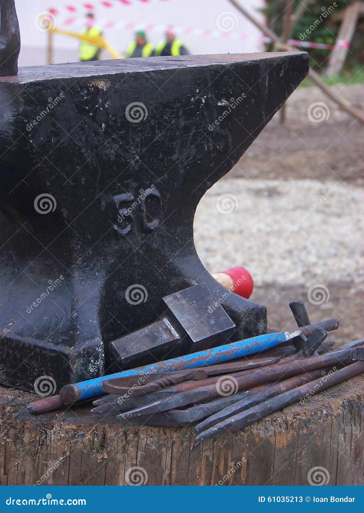 Medieval anvil and tools stock image. Image of basket - 61035213