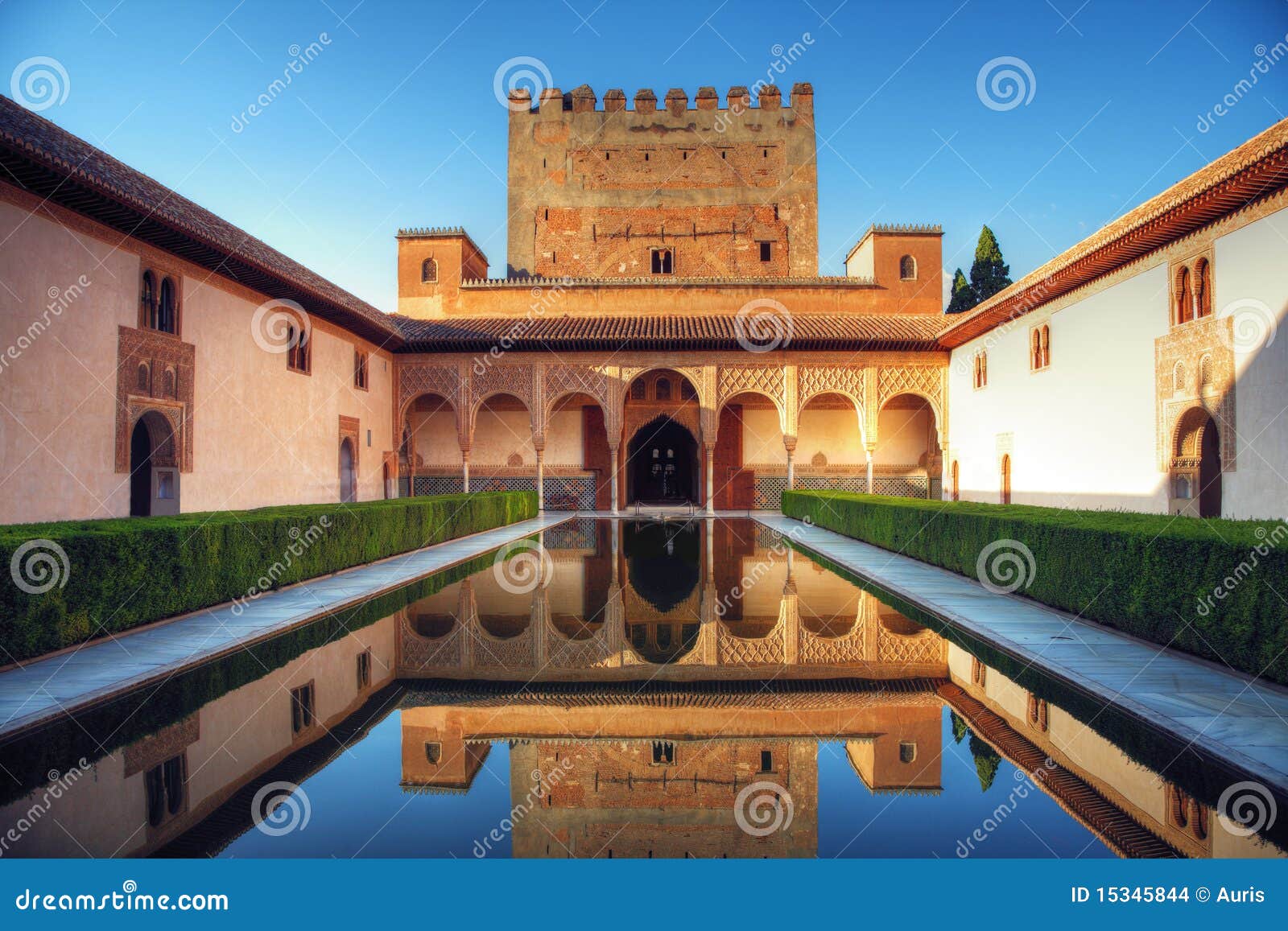 Medieval Arabic Patio with Pool Stock Photo - Image of journey, granada ...