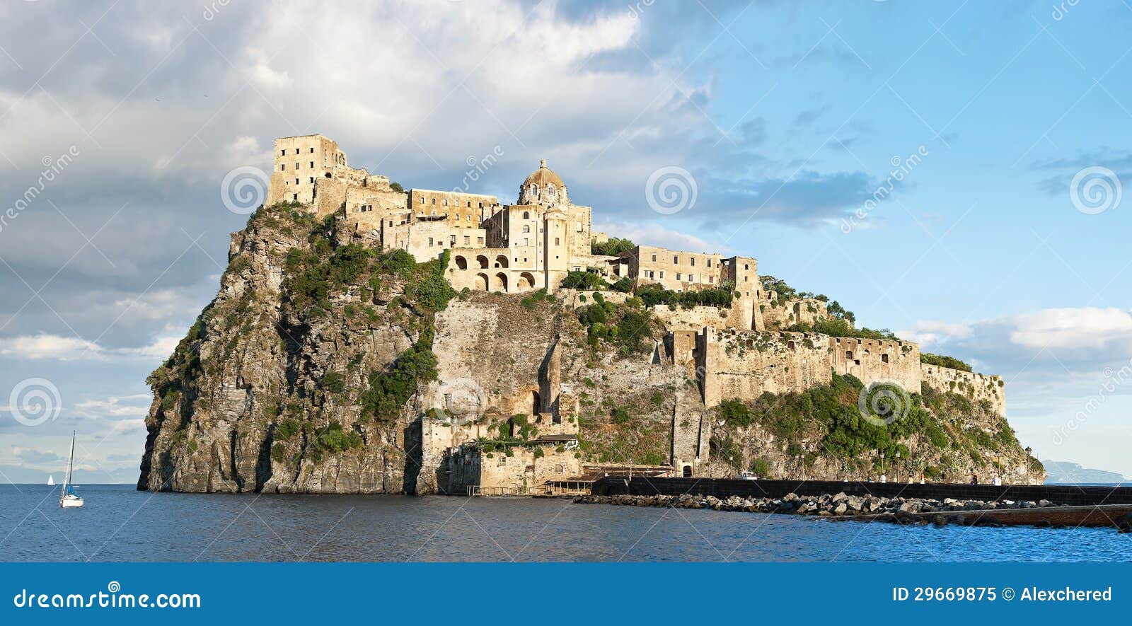 Panorama of Medieval Aragonese Castle, Ischia Island - Italy Stock ...