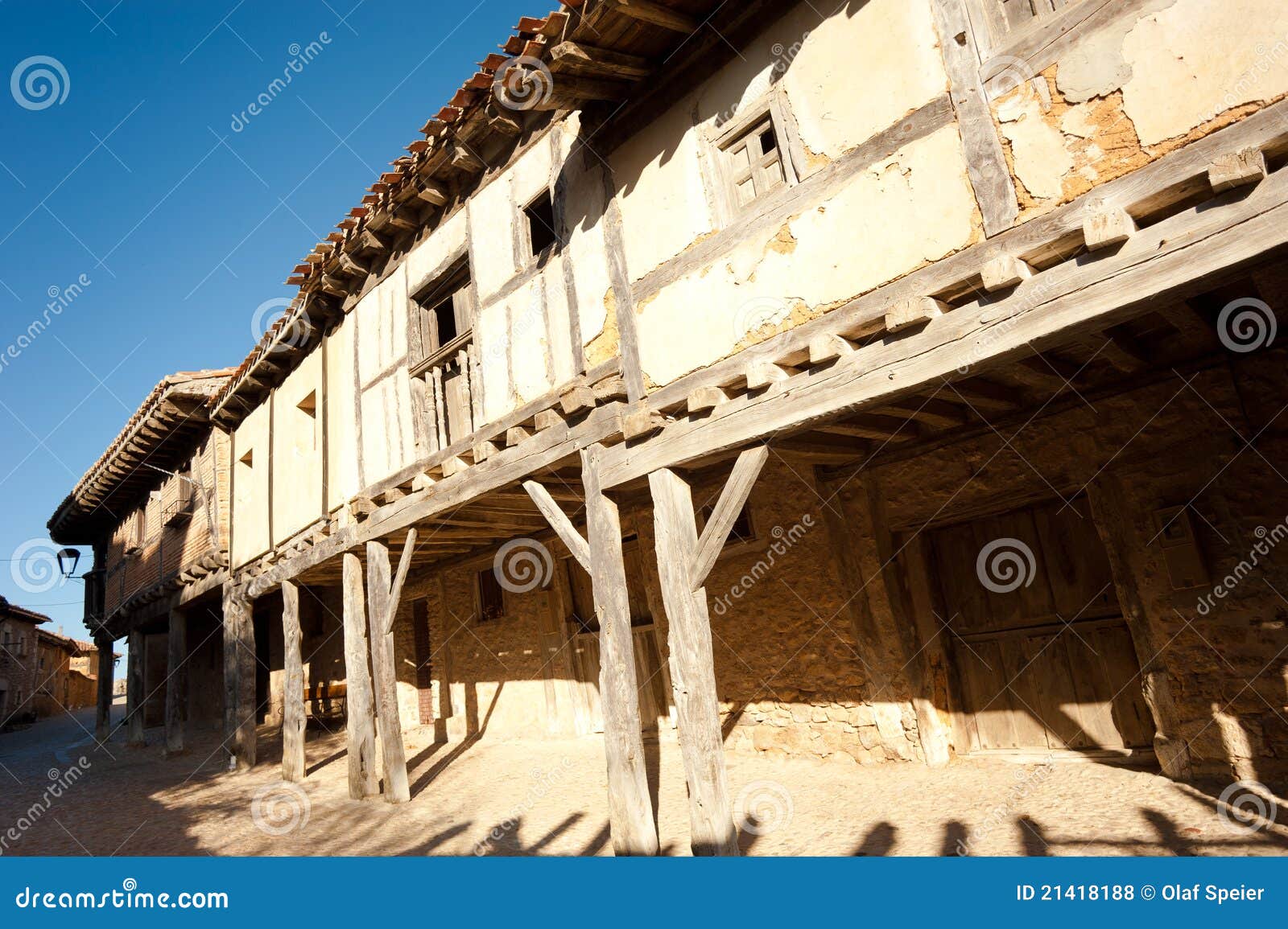 Medieval Arcade Corridor At Telc Castle, Black And White Royalty-Free ...