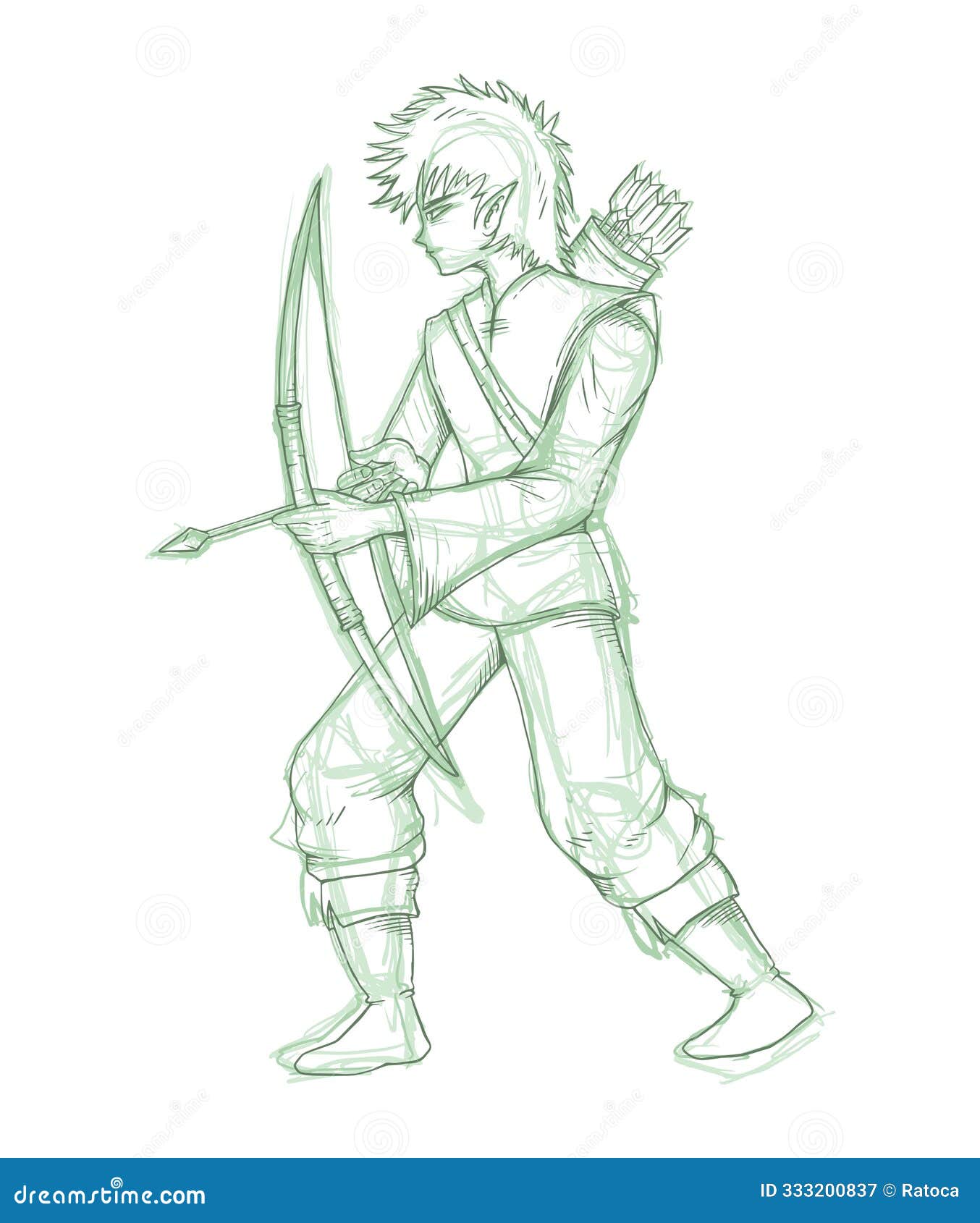 Medieval Archer With Crossbow Front Medieval Drawing Royalty-Free ...